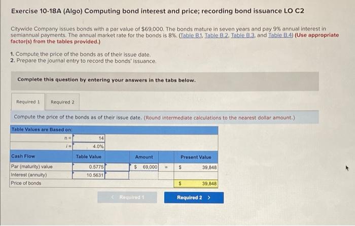 Solved Exercise 10-18A (Algo) Computing bond interest and | Chegg.com