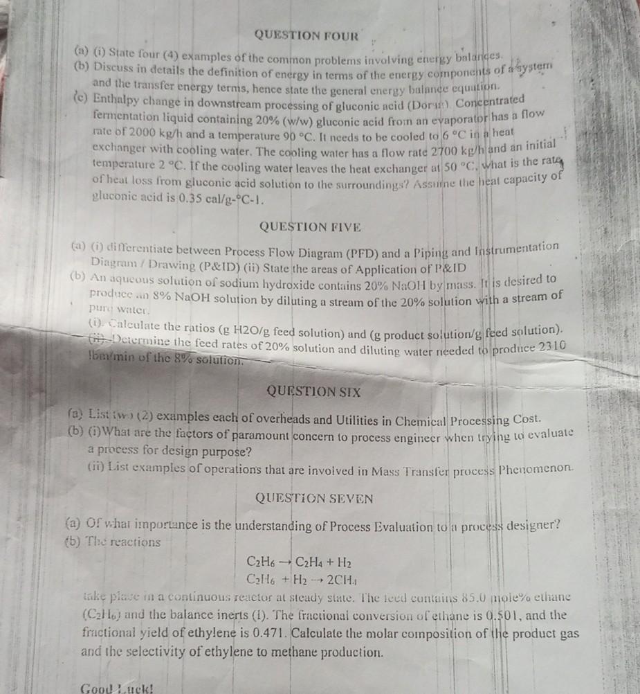 Solved QUESTION FOUR (a) (i) State four (4) examples of the | Chegg.com