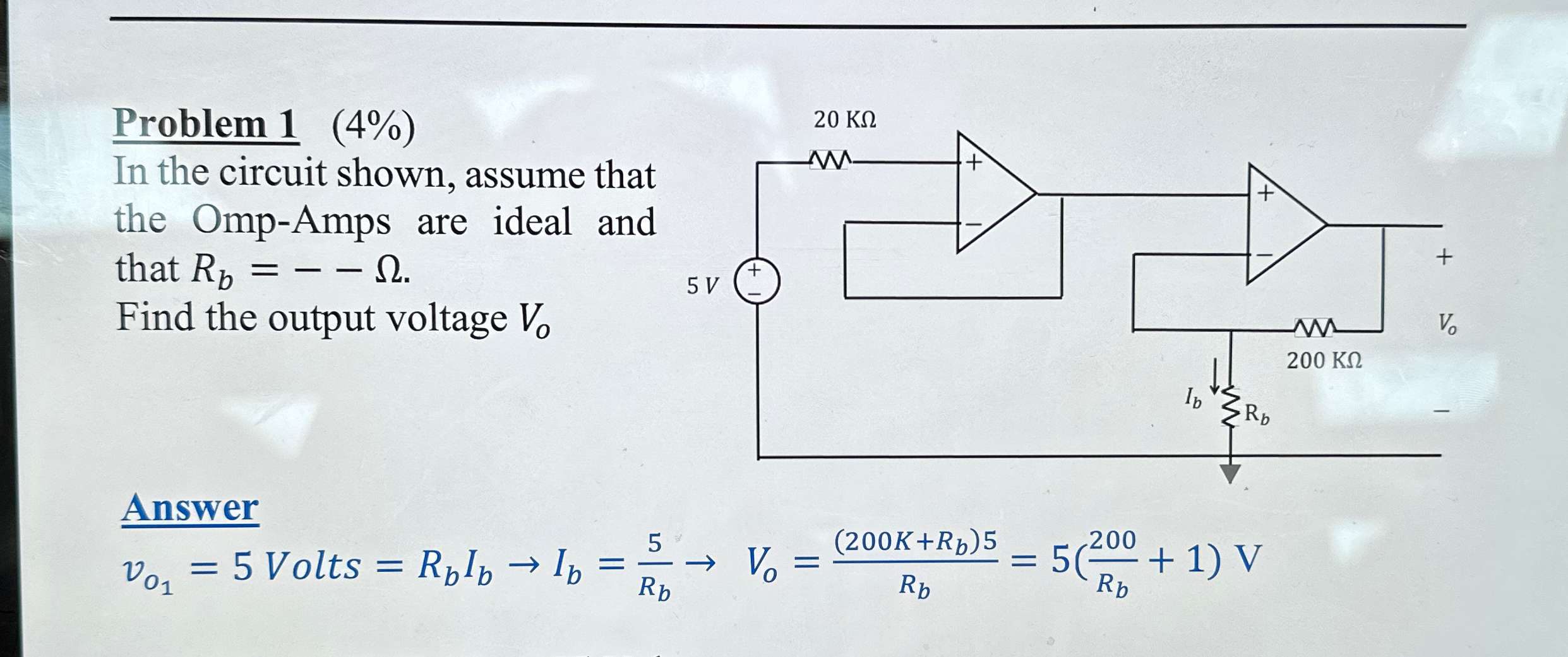 Solved Problem 1 (4%)In the circuit shown, assume that the | Chegg.com