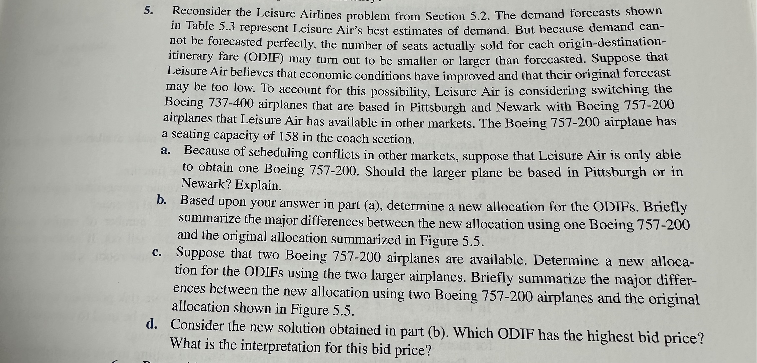 Solved Reconsider the Leisure Airlines problem from Section | Chegg.com