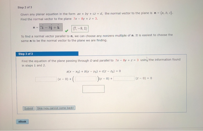 Solved Step 2 of 3 Given any planar equation in the form ax | Chegg.com