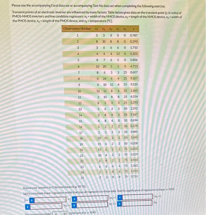 Solved Please use the accomparying Excel data set or | Chegg.com Solved Please use the accomparying Excel data set or | Chegg.com