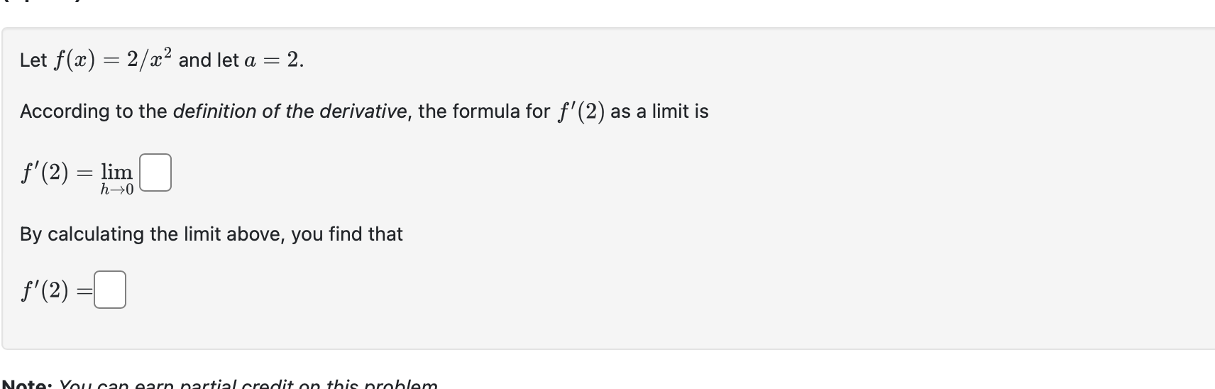 Solved Let f(x)=2x2 ﻿and let a=2.According to the definition | Chegg.com