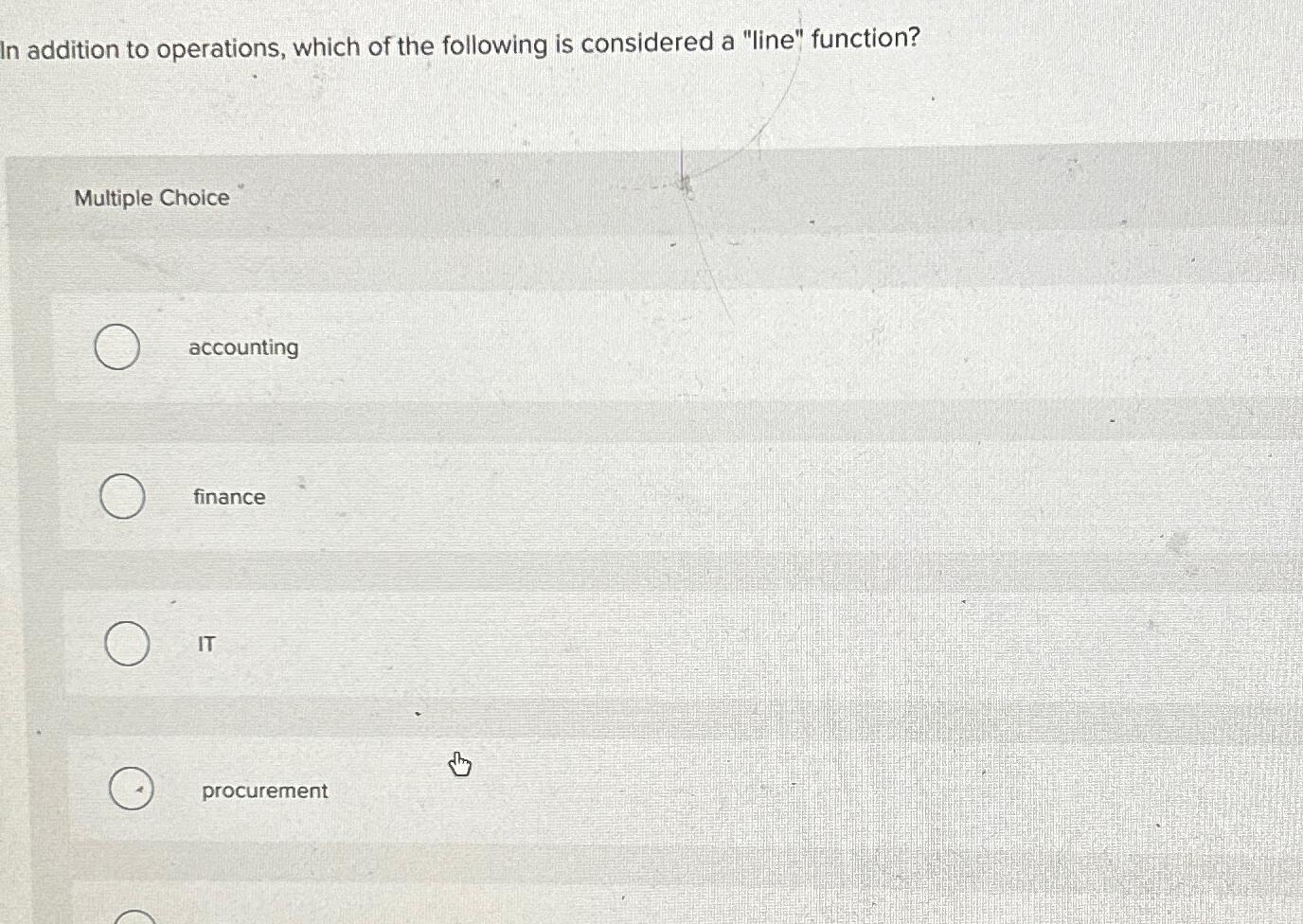 Solved In addition to operations, which of the following is | Chegg.com