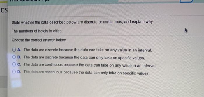 Solved CS State whether the data described below are | Chegg.com