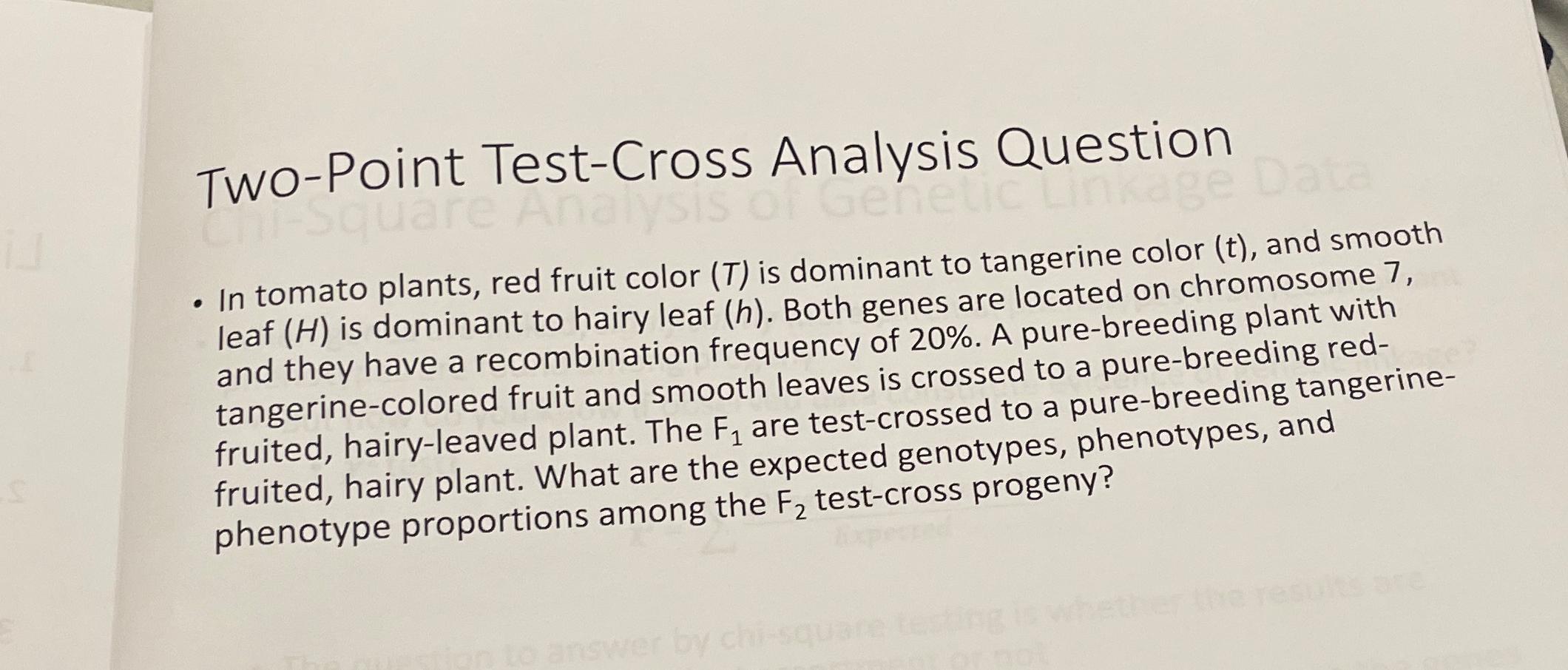 Solved Two-Point Test-Cross Analysis QuestionIn tomato | Chegg.com