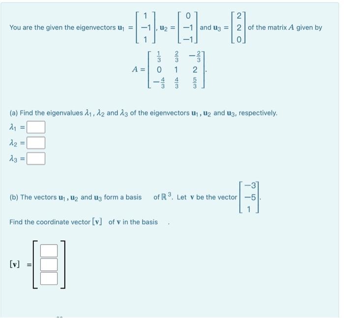 Solved You are the given the eigenvectors | Chegg.com
