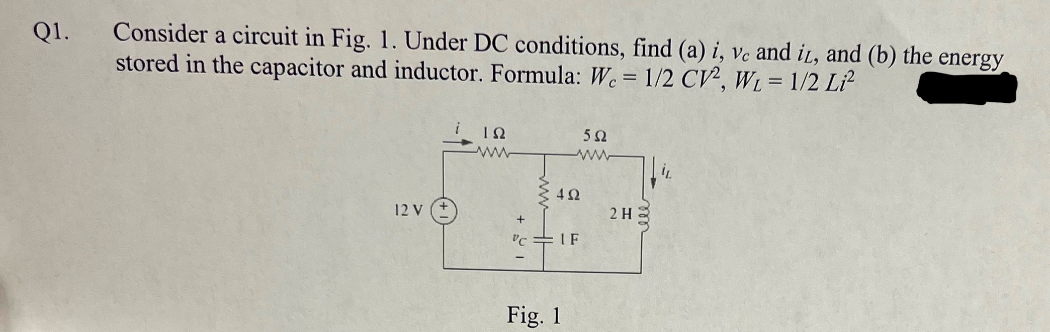 Solved Q1. ﻿Consider a circuit in Fig. 1. ﻿Under DC | Chegg.com