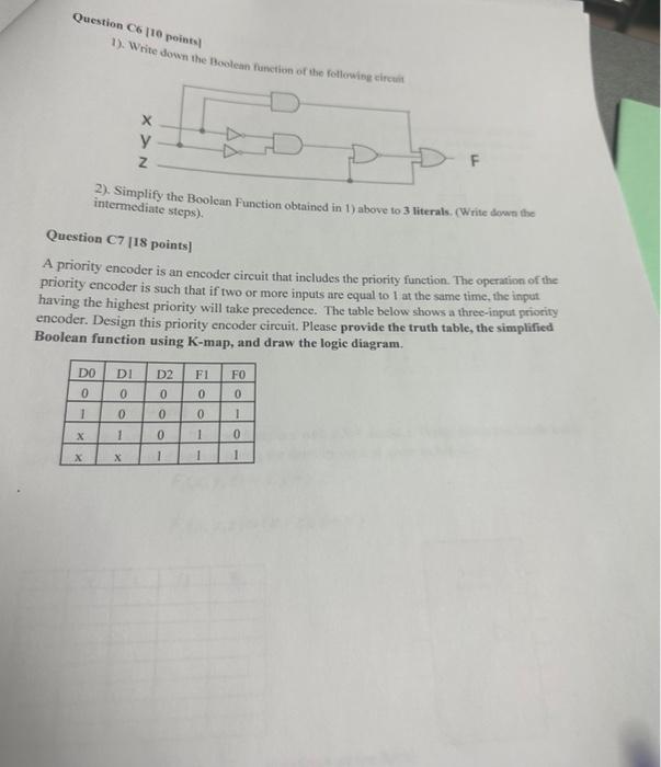 Solved Question Co /10 points] 1). Write down the Boolean | Chegg.com