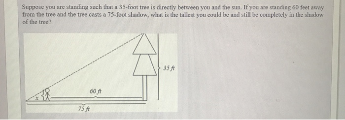 Solved Suppose you are standing such that a 35-foot tree is | Chegg.com