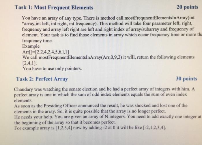 Solved Task 1: Most Frequent Elements 20 points You have an | Chegg.com