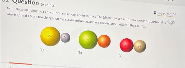 Q See page 274 In the diagram below, pairs of cations | Chegg.com