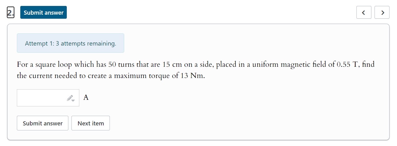 Solved Attempt 1: 3 ﻿attempts remaining.For a square loop | Chegg.com
