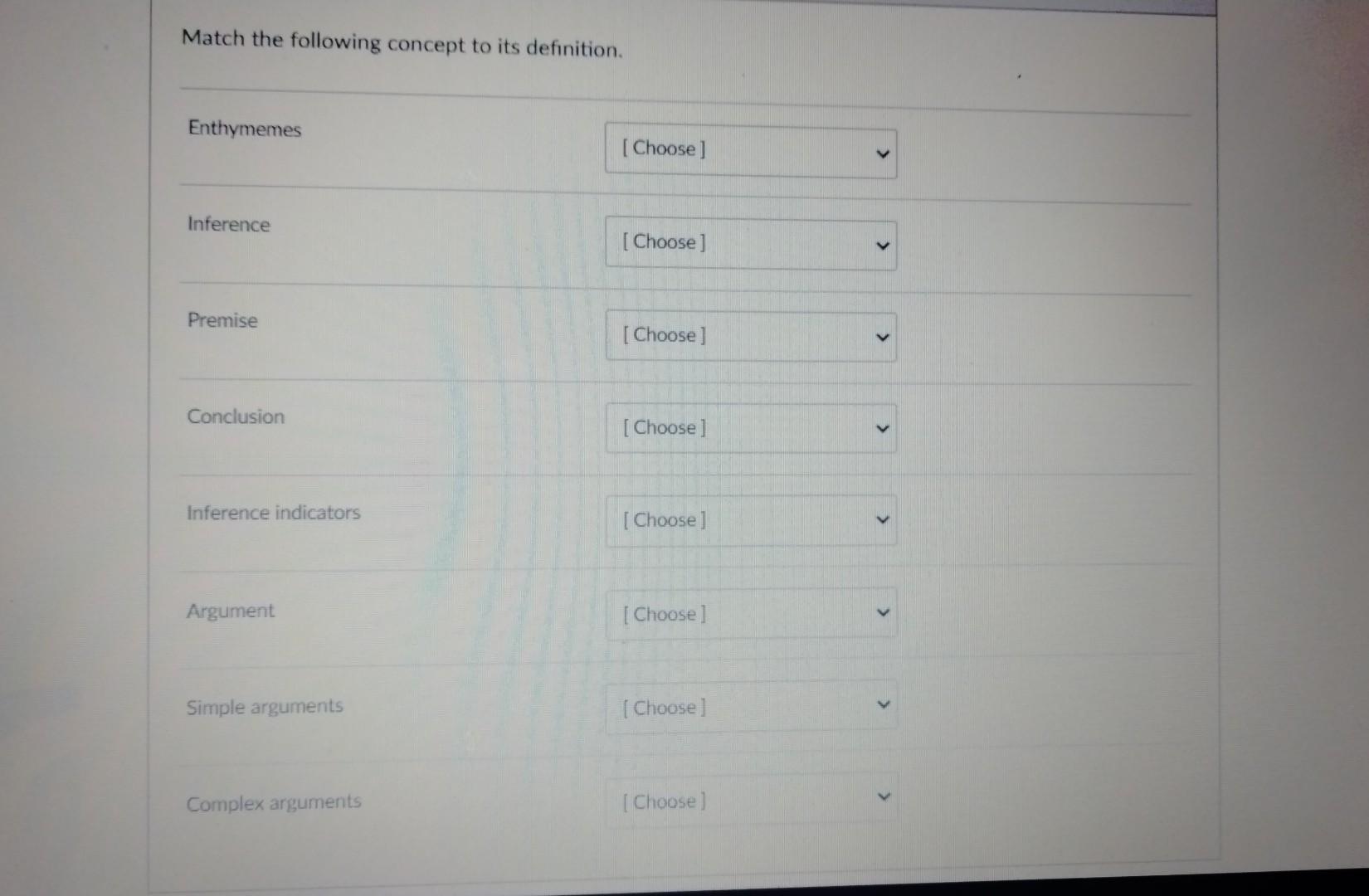 Match the following concept to its definition. | Chegg.com