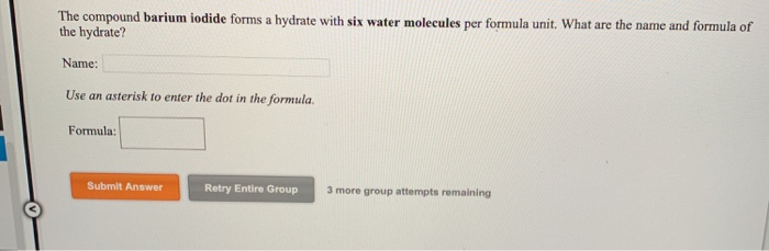 Solved The compound barium iodide forms a hydrate with six | Chegg.com