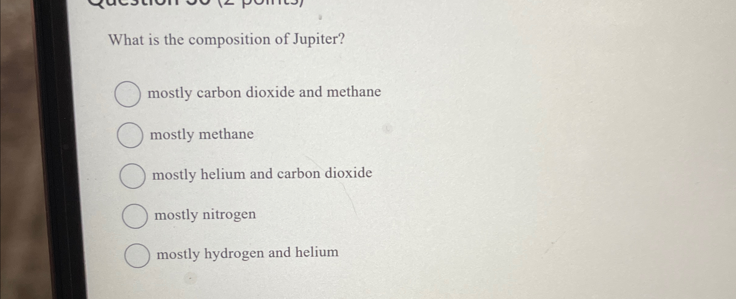 Solved What is the composition of Jupiter?mostly carbon | Chegg.com