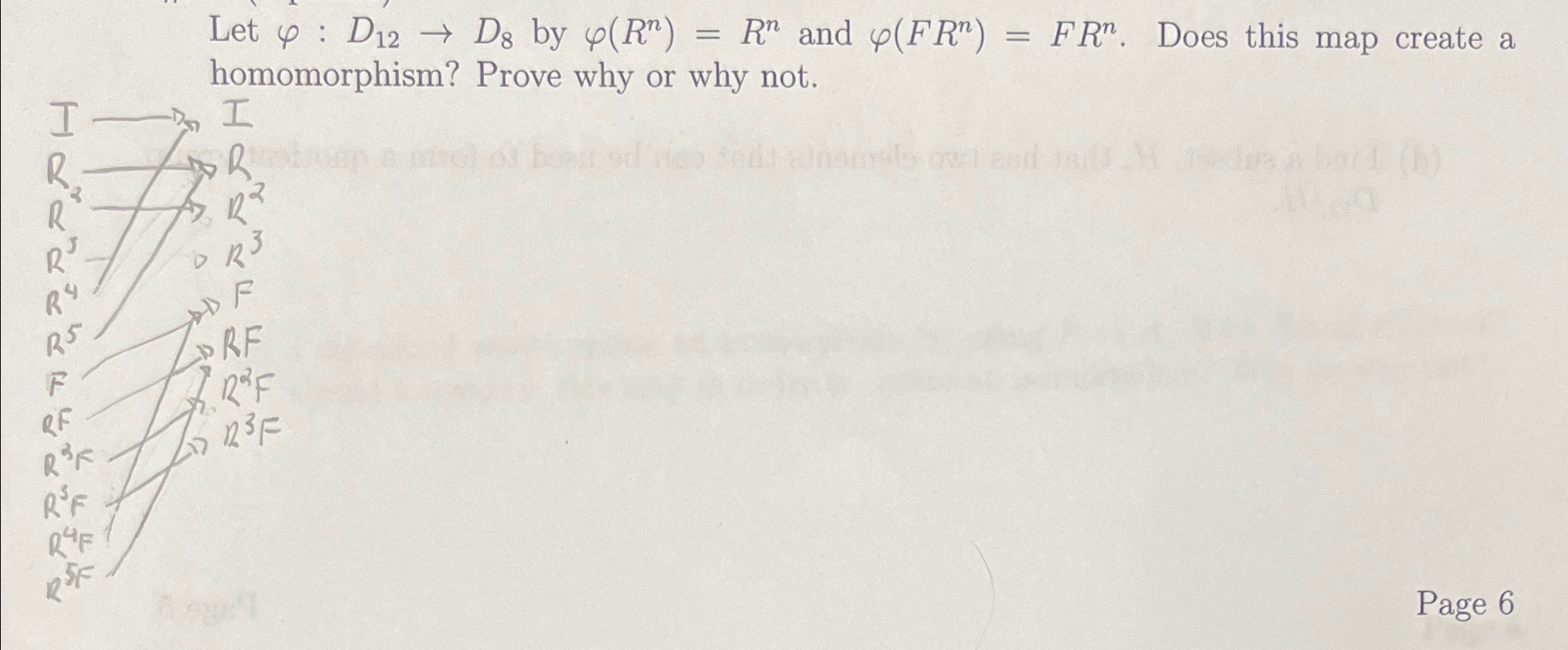 Solved Let φ:D12→D8 ﻿by φ(Rn)=Rn ﻿and φ(FRn)=FRn. ﻿Does this | Chegg.com