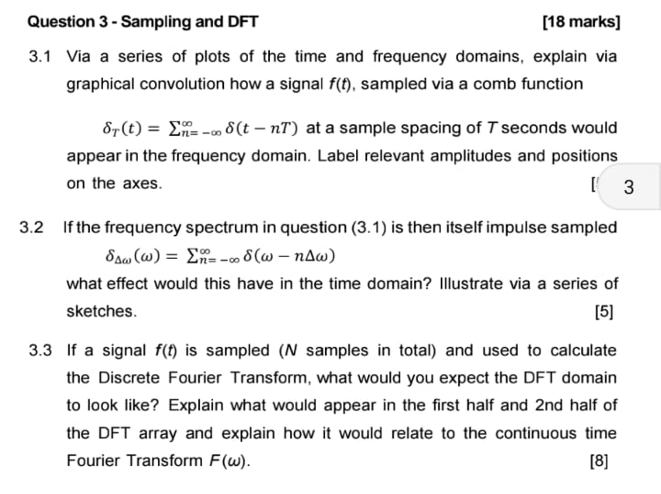 Solved Question 3 - ﻿Sampling and DFT3.1 ﻿Via a series of | Chegg.com