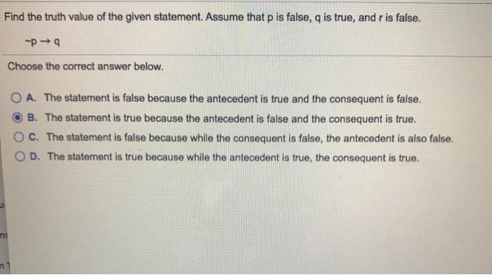 Solved Find the truth value of the given statement. Assume | Chegg.com