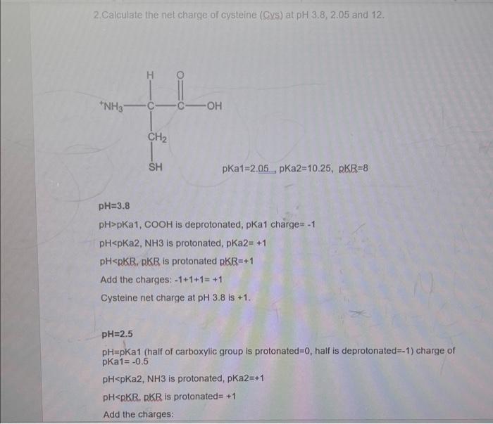 Solved 1.Determine the Glycine charge at a pH=7 pKa1 =2.35 | Chegg.com
