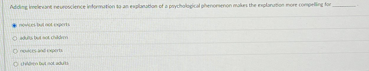 Solved Adding irrelevant neuroscience information to an | Chegg.com