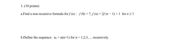 Solved a. Find a non-recursive formula for | Chegg.com