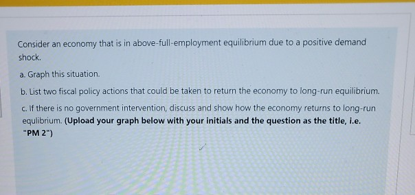 Solved Consider an economy that is in above-full-employment | Chegg.com