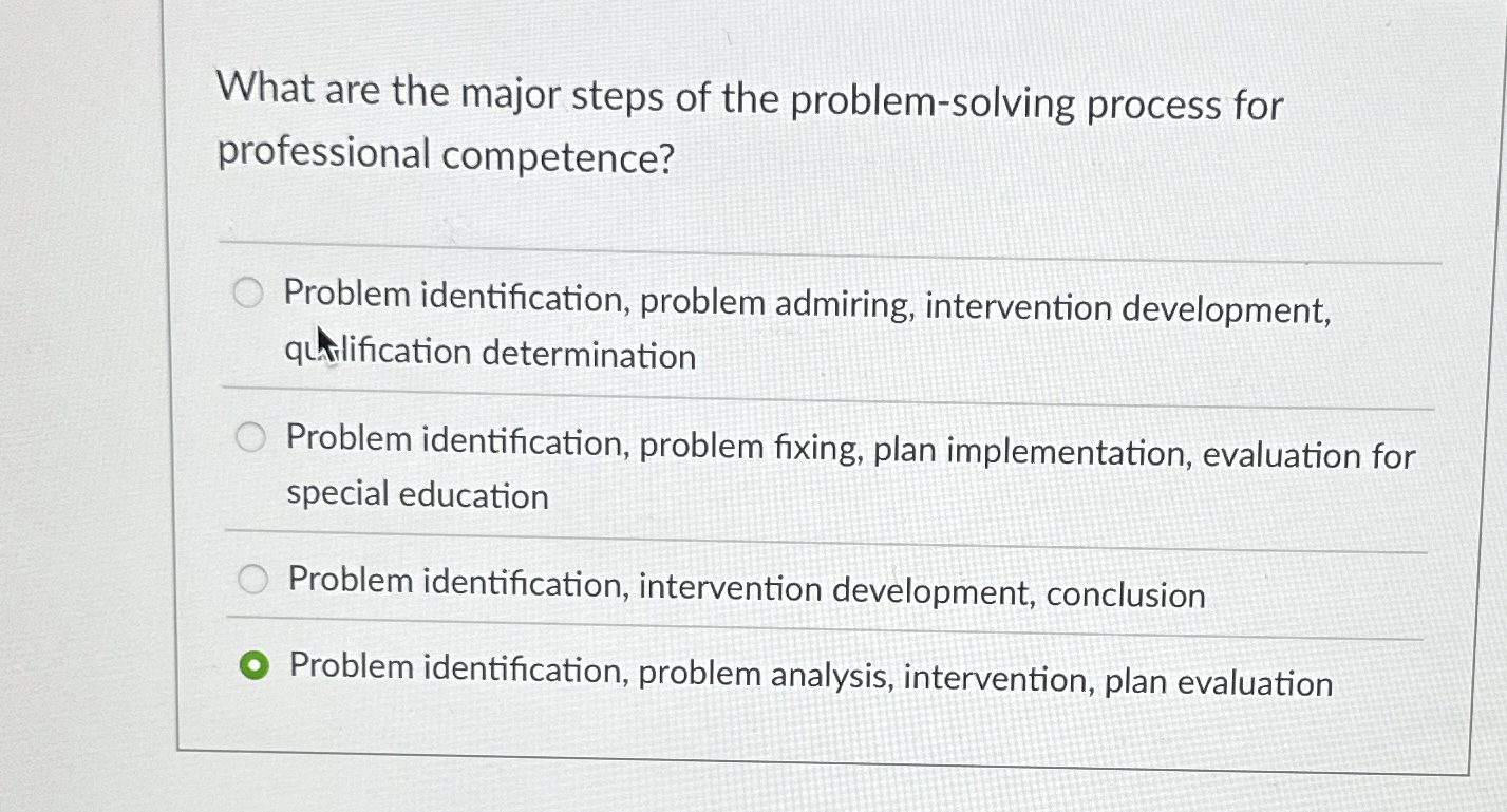 Solved What are the major steps of the problem-solving | Chegg.com