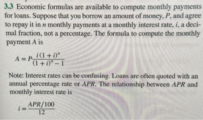 Solved 3.3 Economic formulas are available to compute | Chegg.com