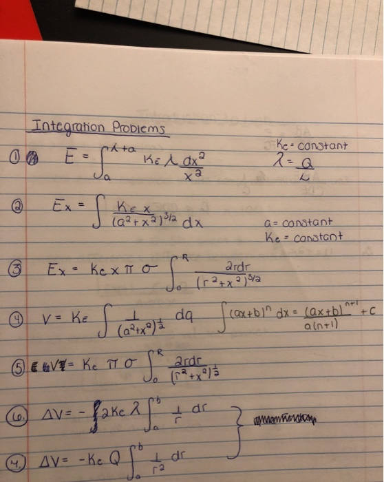 Solved Integration Problems Ke-constant 2=a a = constant Ke | Chegg.com