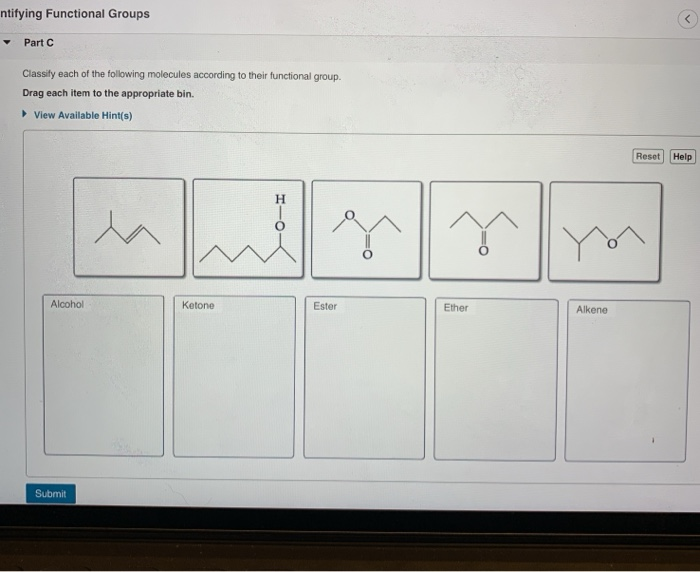 Solved ntifying Functional Groups Part C Classify each of | Chegg.com