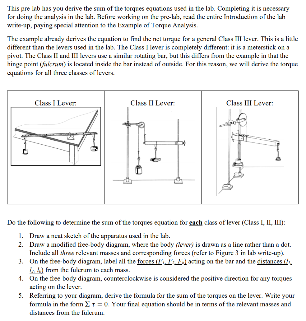 Solved This pre-lab has you derive the sum of the torques | Chegg.com