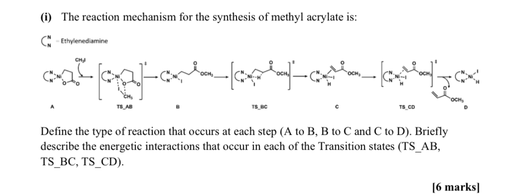 Solved (i) ﻿The reaction mechanism for the synthesis of | Chegg.com
