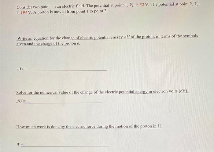Solved Consider two points in an electric field. The | Chegg.com