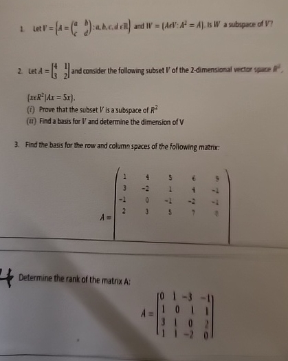 Solved Let )=([a,b],[c,d]):a,b,c,dini=( ﻿and )=(A. ﻿is W ﻿a | Chegg.com