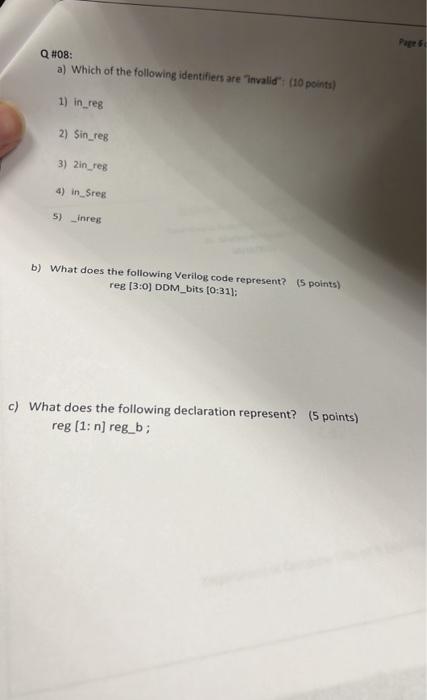 Solved Q#08: a) Which of the following identifiers are | Chegg.com