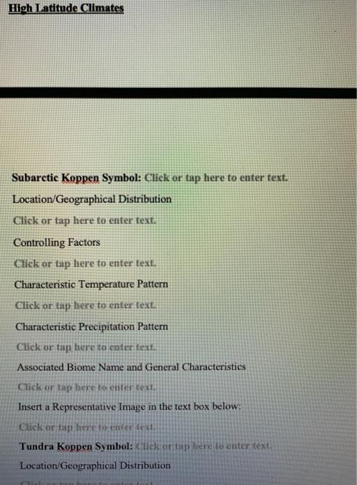 Solved High Latitude Climates Subarctic Koppen Symbol: Click | Chegg.com