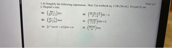 Solved Feuer, p2 1-4) Simplify the following expressions. | Chegg.com