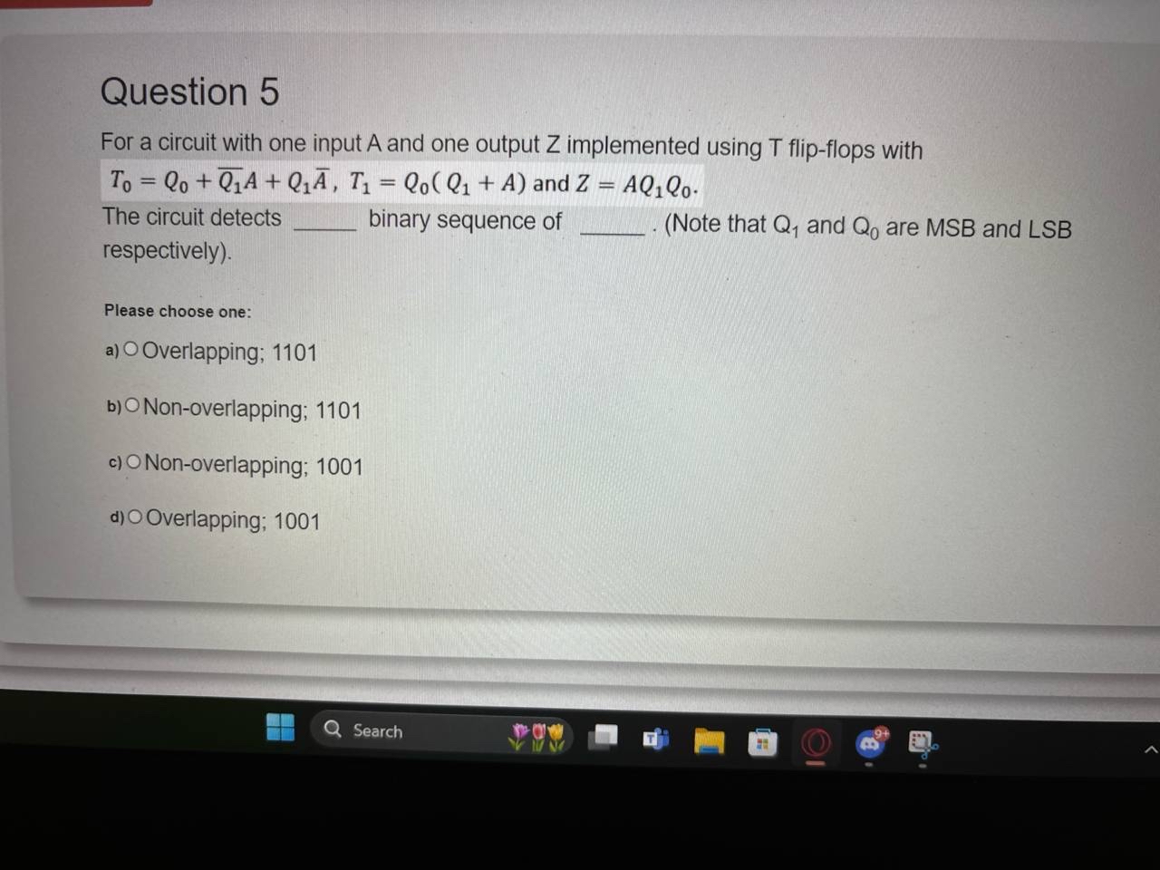 Solved Question 5For a circuit with one input A and one | Chegg.com