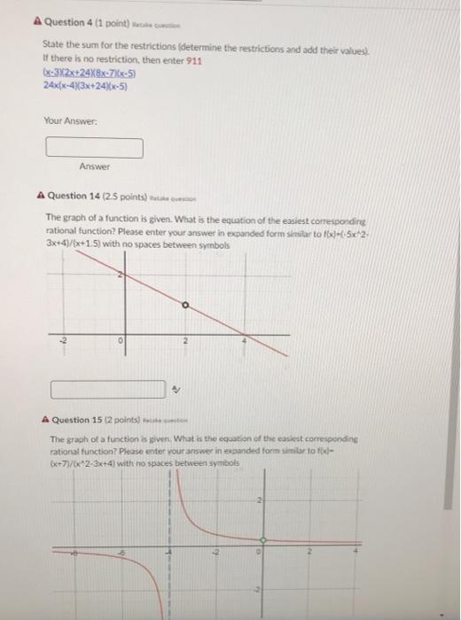 Solved A Question 1 (1 point) Retake question Determine the | Chegg.com