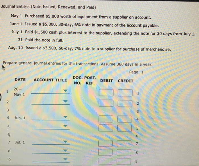 Solved Journal Entries (Note Issued, Renewed, and Paid) May | Chegg.com