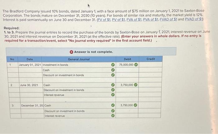 Solved The Bradford Company issued 10\% bonds, dated January | Chegg.com