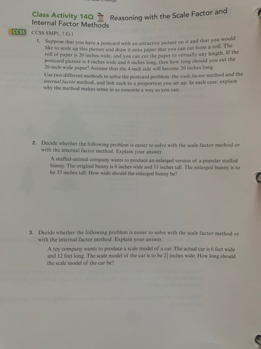 Solved Class Activity 140 Reasoning with the Scale Factor | Chegg.com