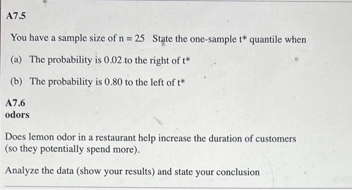Solved You have a sample size of n=25 State the one-sample | Chegg.com