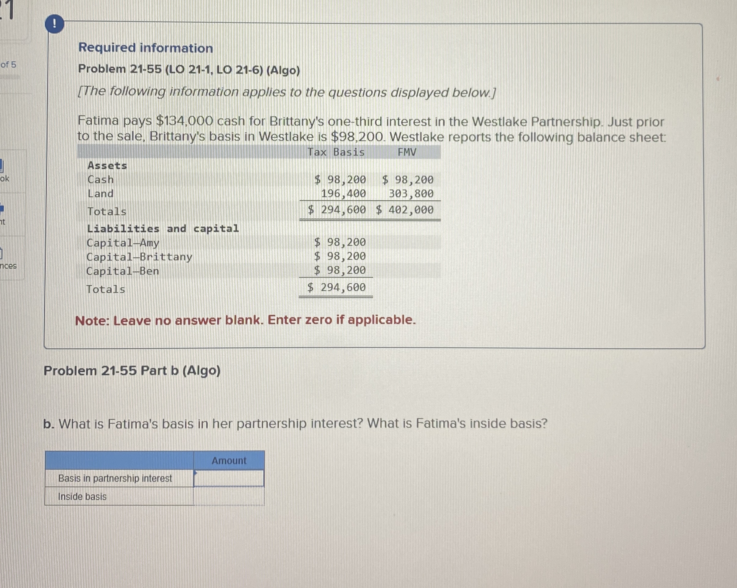 Solved !Required informationProblem 21-55 (LO 21-1, ﻿LO | Chegg.com