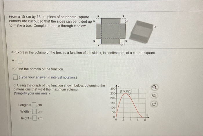 Solved x X 1. From a 15-cm by 15-cm piece of cardboard, | Chegg.com