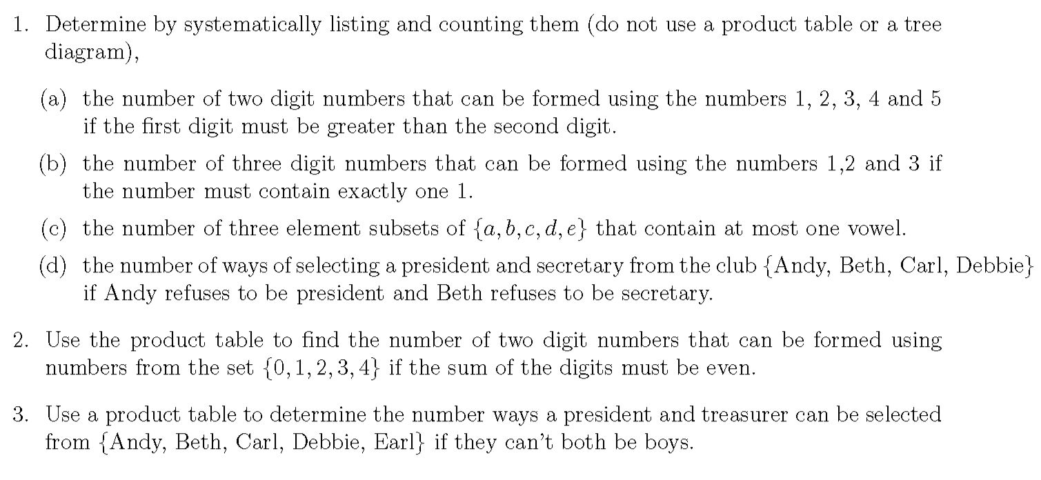 Solved Determine by systematically listing and counting them | Chegg.com