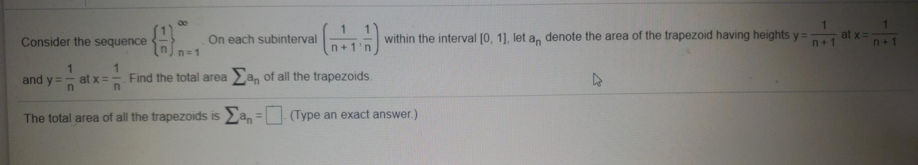 Solved 1 1 Consider the sequence On each subinterval at x = | Chegg.com