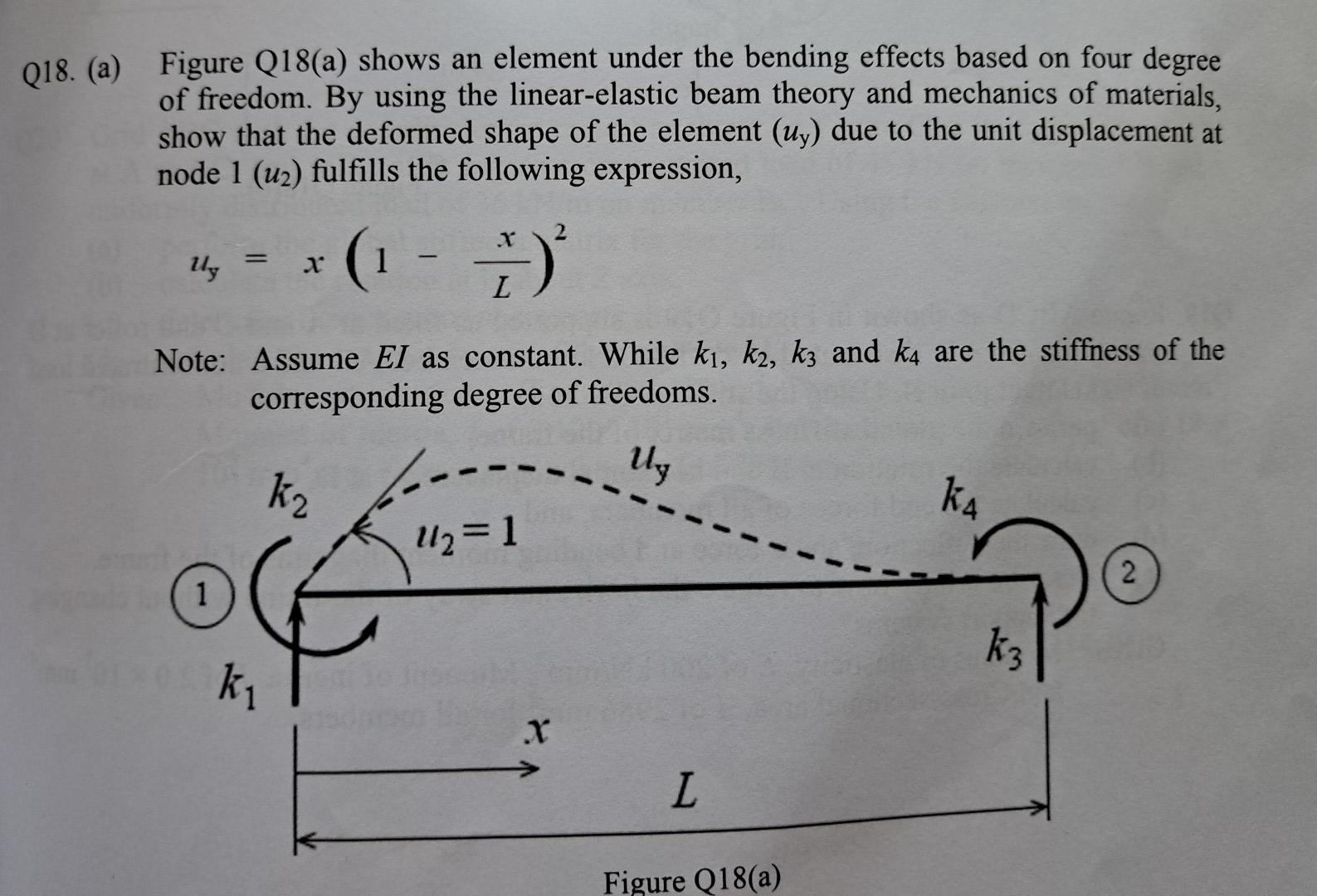 Figure Q18(a) shows an element under the bending | Chegg.com