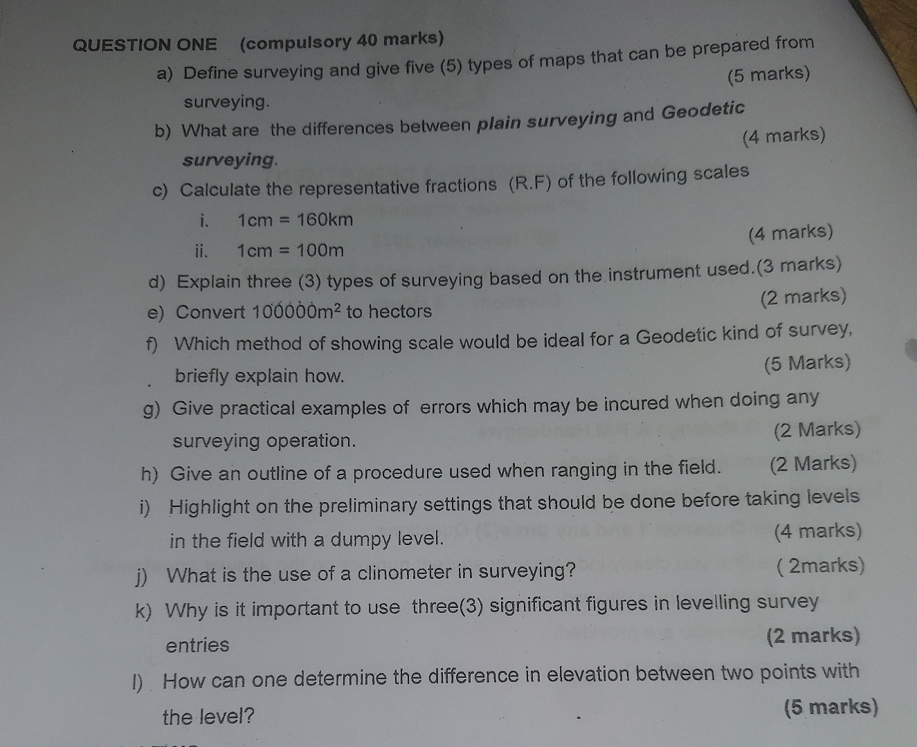 Solved QUESTION ONE(compulsory 40 ﻿marks)a) ﻿Define | Chegg.com